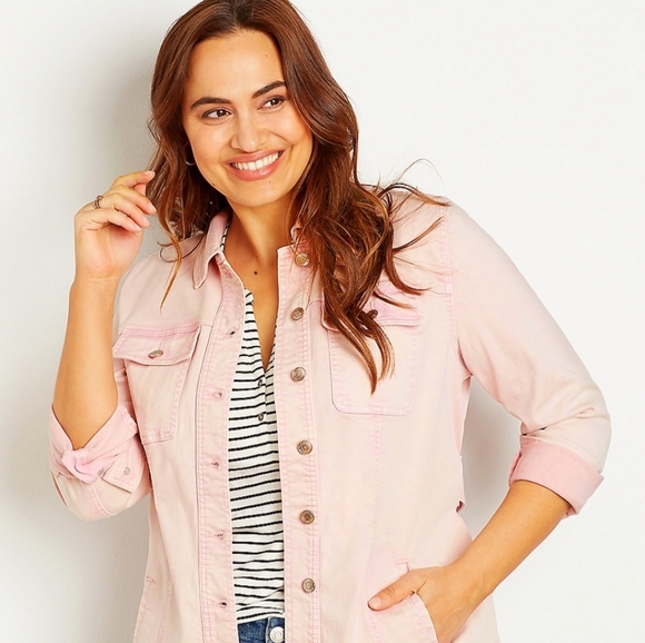 Maurices | Jackets & Coats | Maurices Pink Belted Denim Trench Jacket ...